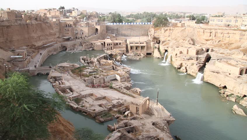 Waterfalls And Ruins In Shushtar, Iran Stock Footage Video 4024960 ...