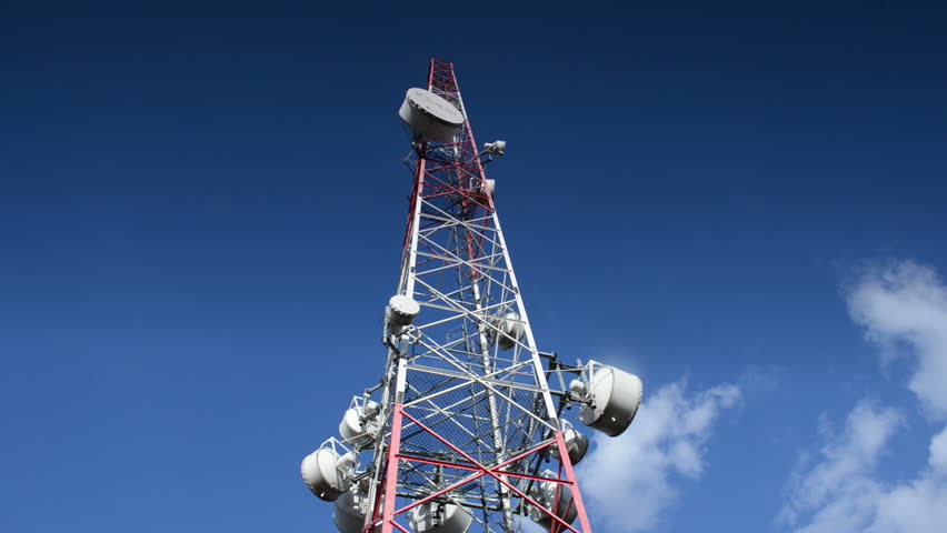 Telecommunication Tower Against Blue Sky Stock Footage Video 4080130 ...