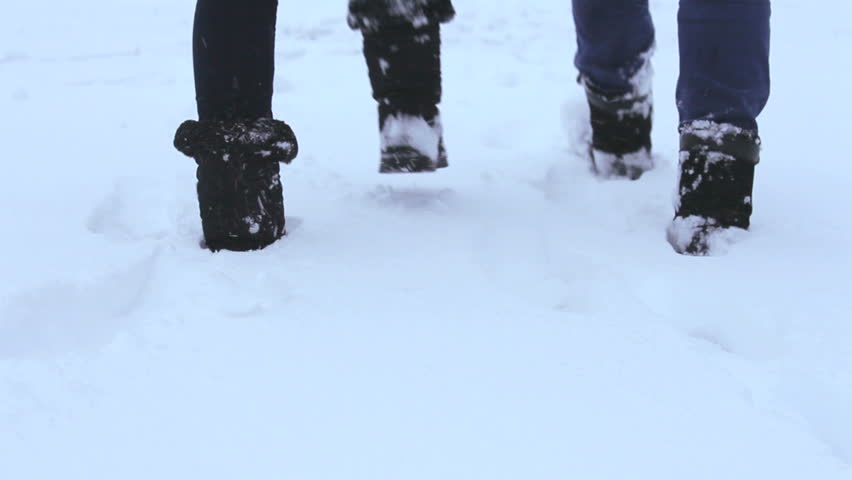 Walking In Snow, Man Stepping Through Snow, Winter Season Stock Footage ...