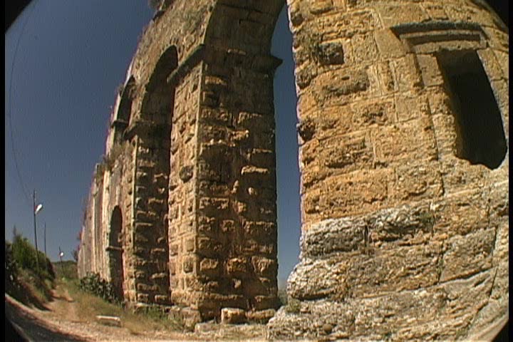 Ancient Roman Aqueduct At Elbow Point (where Water Is Sent Through A ...