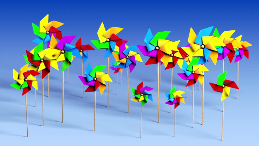 Rainbow Spinning Pinwheels On The Sky - Motion Background With Spinning Pinwheels In Rainbow ...