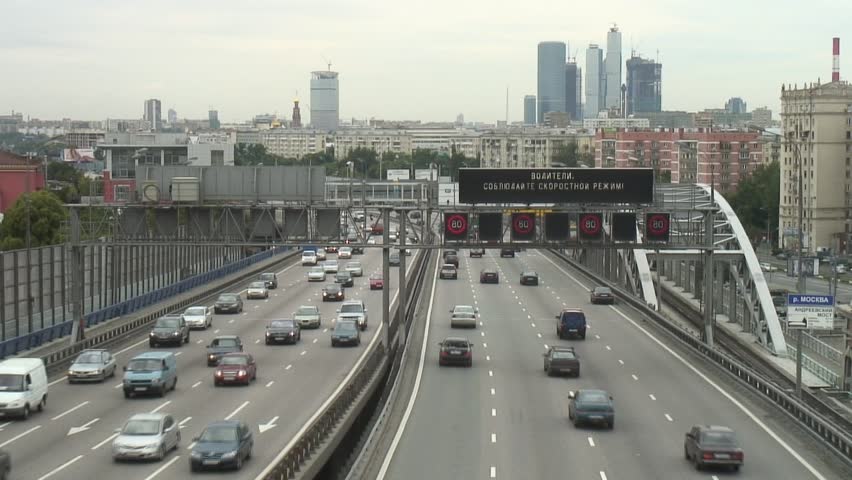 Traffic On a Moscow Highway Stock Footage Video (100% Royalty-free ...
