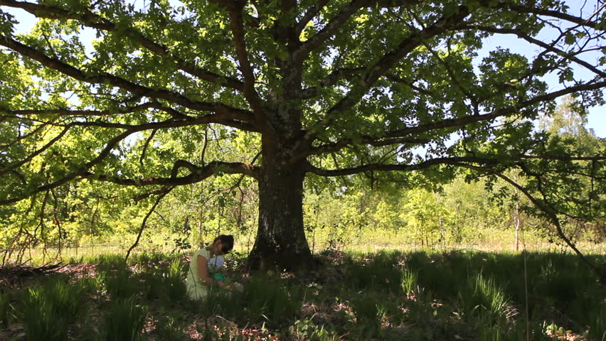 Stock video of mother and child resting under an | 4849217 | Shutterstock