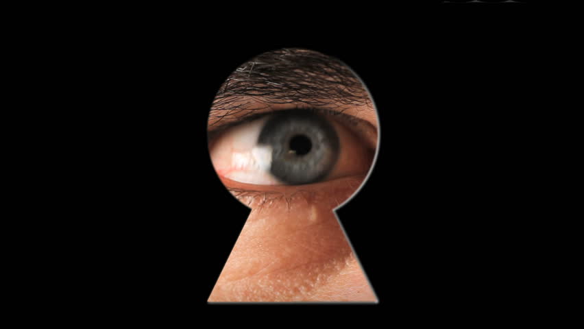 Eyes Watching Through A Keyhole. Watch Through The Dark Keyhole Stock ...
