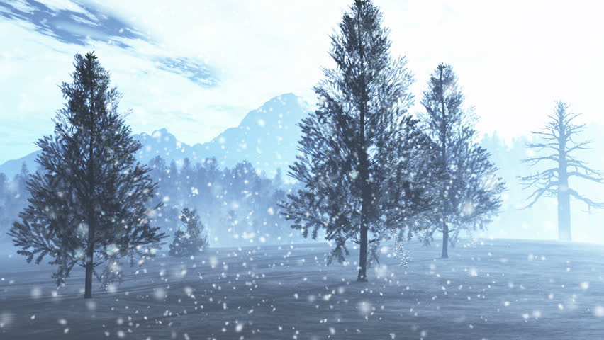 Winter Snow Landscape. High Quality Full CG Animation Showing Hills ...