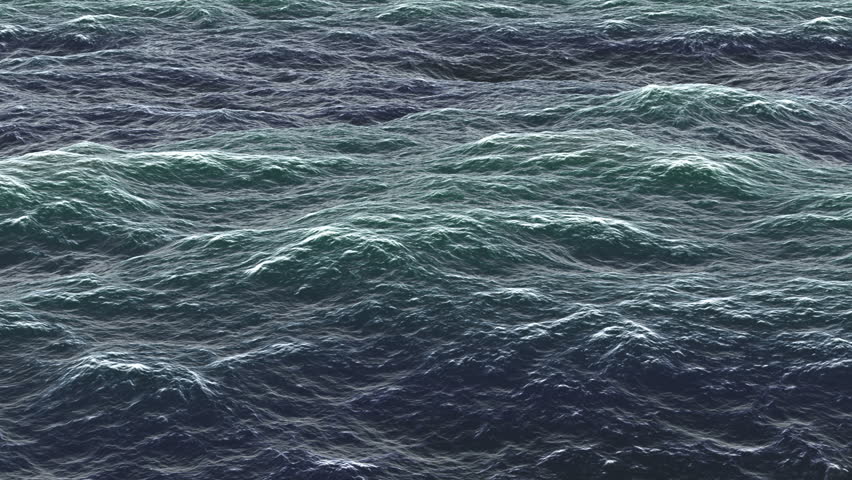 Camera Go Through On The Surface Of Realistic CG Ocean In Storm. Stock ...