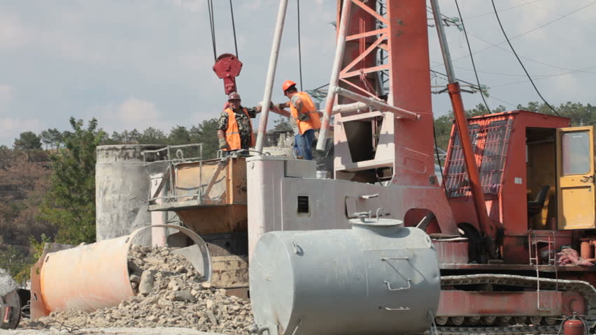 Bored Piling Machine In Operation At Construction Site Stock Footage ...
