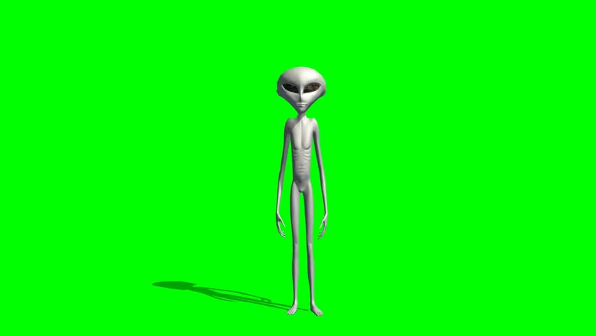 Videoclip stock a tema Alien Says Hello - seperated on green | Shutterstock