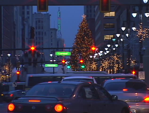Downtown Detroit at Christmas Time-woodward Stock Footage Video (100% ...