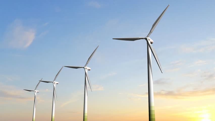 Seamlessly Looping Animation Of Wind Turbine Spinning As Clouds Pass By ...