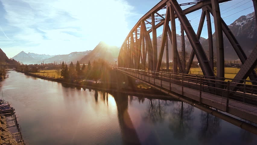 Time Lapse. Sunset Dusk Sun Flare. Lake Pond River Sea Water. Bridge ...