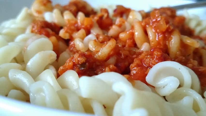 Pasta Covered In Ketchup High Definition Close Up Footage - Pasta And ...