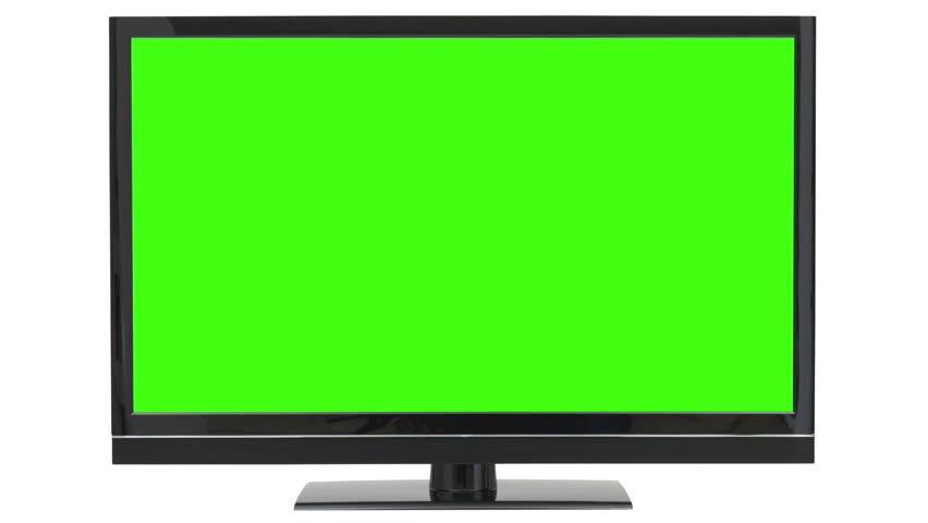 Big Tv Lcd Monitor With Green Backcloth Stock Footage Video 3629714 ...