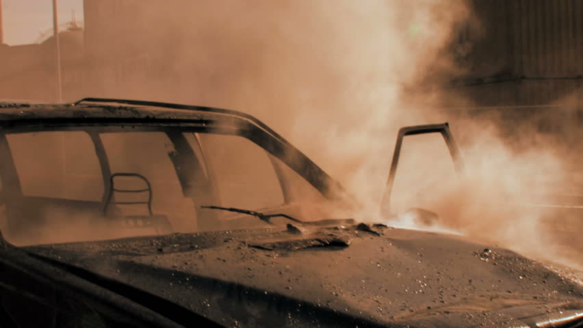 Burning Car. Car On Fire. Car Explosion. Car Crash Accident ...