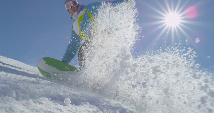 SLOW MOTION: Snowboarder Carving In Powder Stock Footage Video 3580106 ...