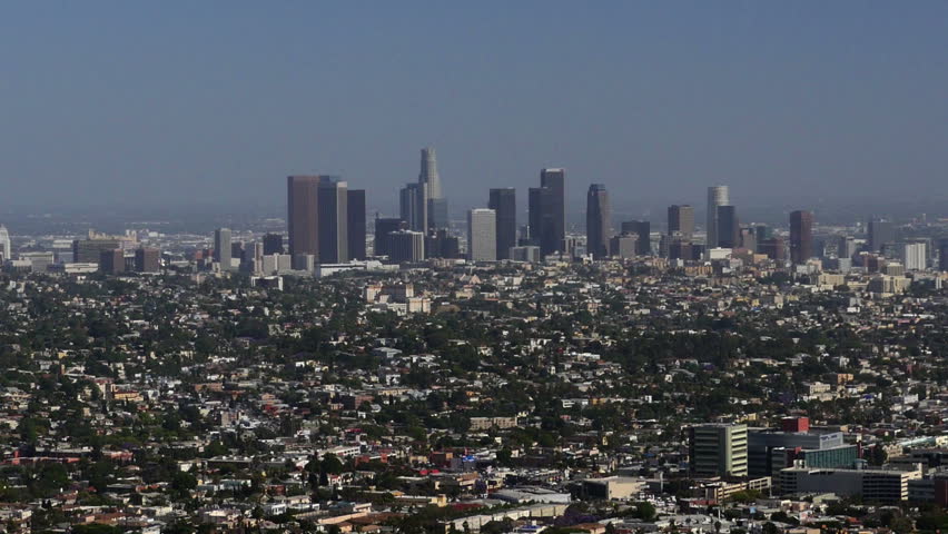 Skyline Aerial View Downtown Los Angeles Modern Landmark Buildings ...