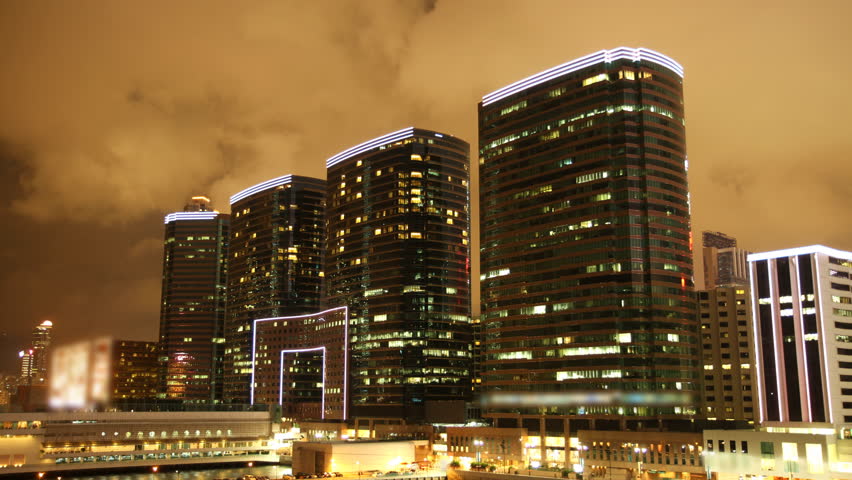 Corporate Building Under Fast Moving Stock Footage Video (100% Royalty ...