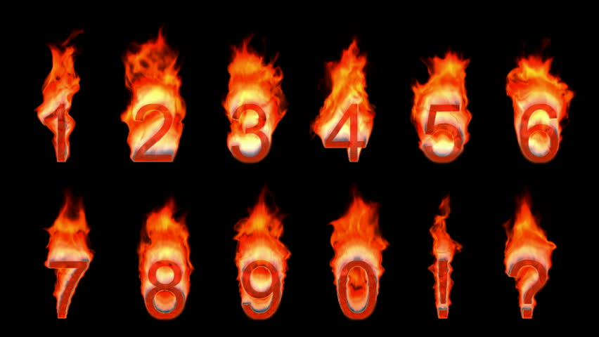 Flaming Alphabet. Numbers 1 And 2 Bursting Into Flames. Part Of A ...