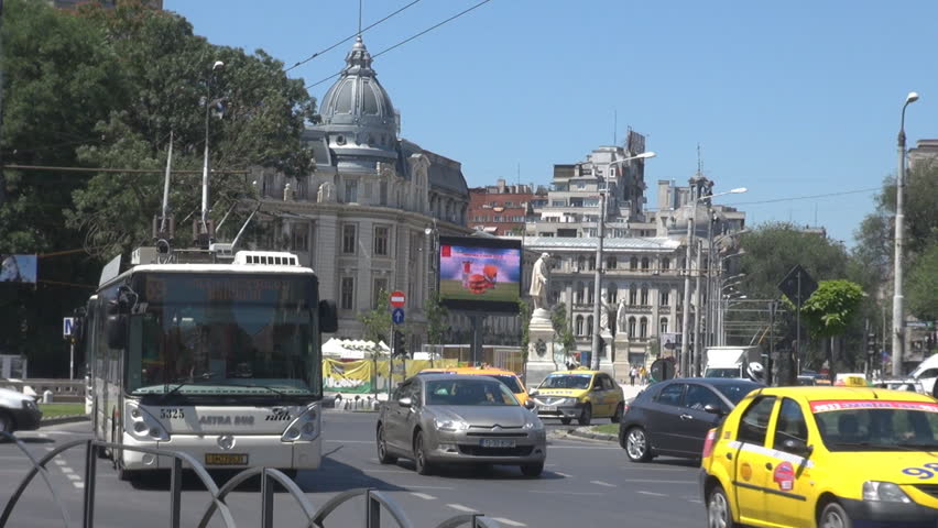BUCHAREST, ROMANIA - JULY, 20 2014 Busy People Move With Cars, Crowded ...