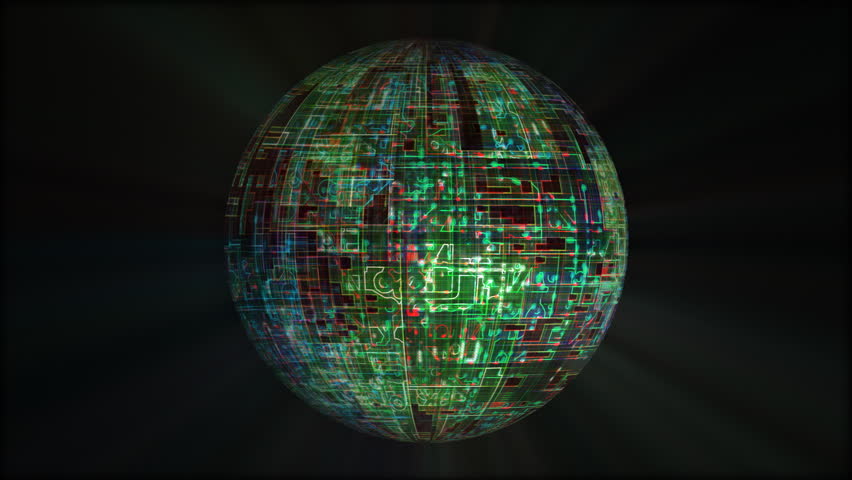 Stock video of rotating sphere of electronic circuits. technology ...