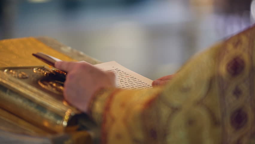 Reading the Holy Gospel. Hands Stock Footage Video (100% Royalty-free ...