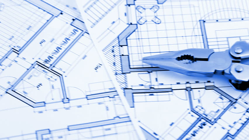 Stock video of pliers and architectural plan of the | 724777 | Shutterstock