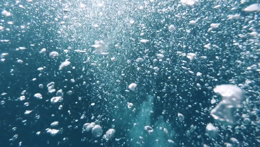 Bubbles Rising To The Surface. Air Bubbles In Water In Sea (underwater ...