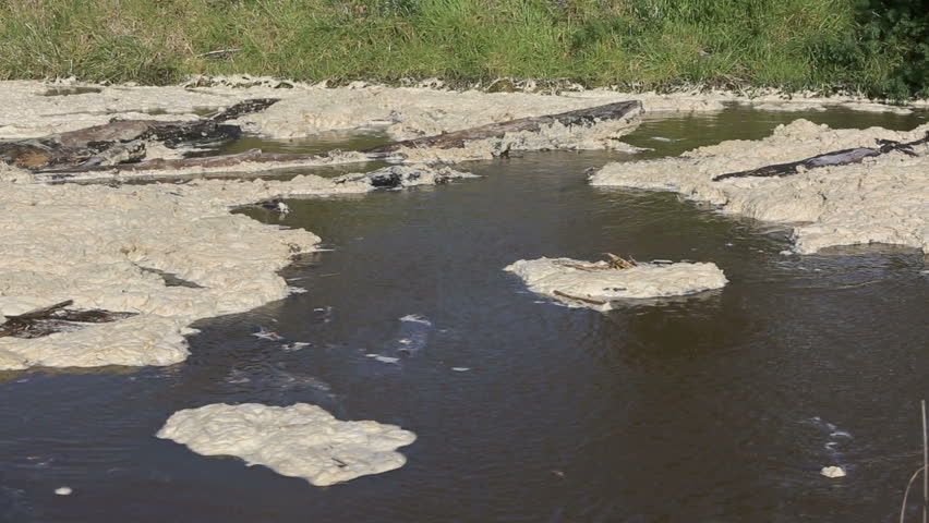 Stock Video Clip of Foamy storm water sewage in river after | Shutterstock
