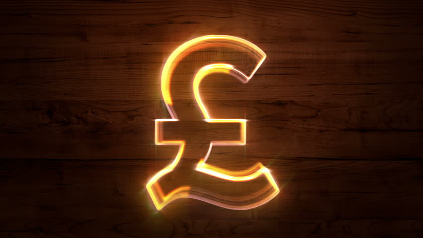 Neon Light British Pound Sign On The Chalkboard. Loop Animation. Stock ...