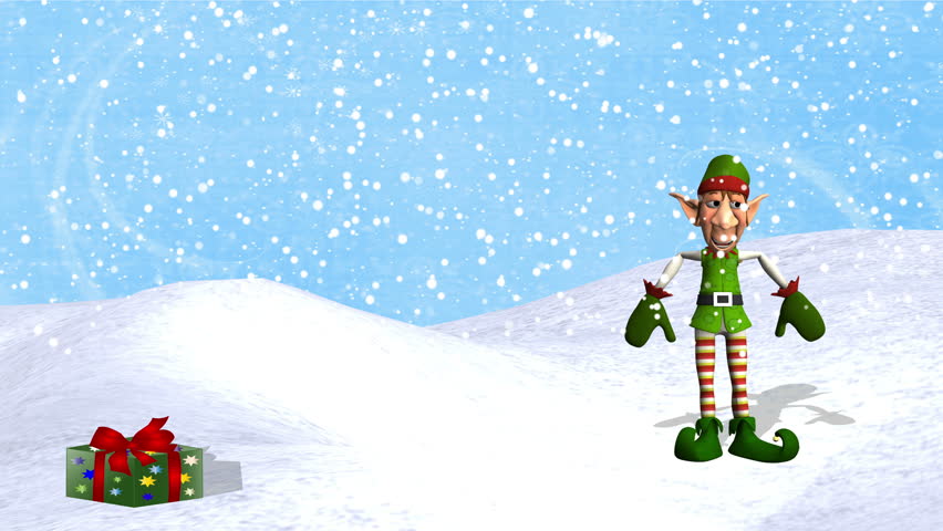 Dancing Elf With Jump In Snow Green & Red Attired Elf Dances Ballet ...