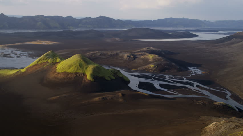 Stock video of aerial fertile glacial region iceland tundra | 7689607 ...
