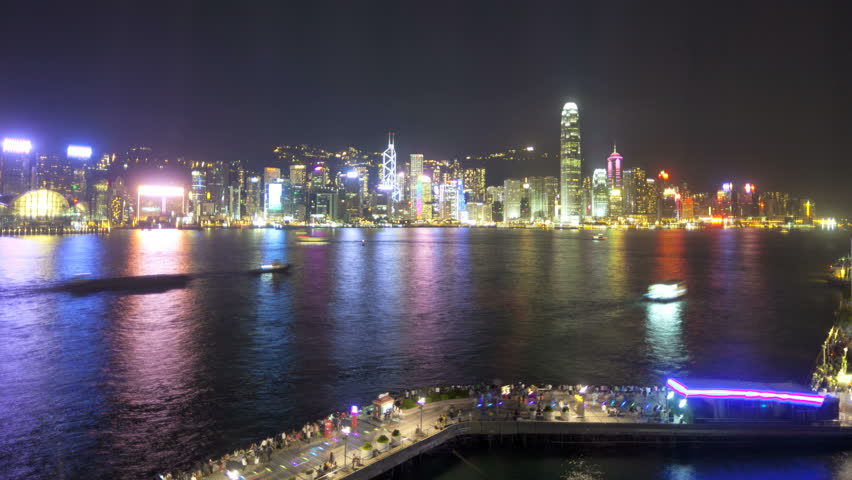 Time Lapse, Bangkok City At Night With Reflection Of Skyline, Bangkok ...