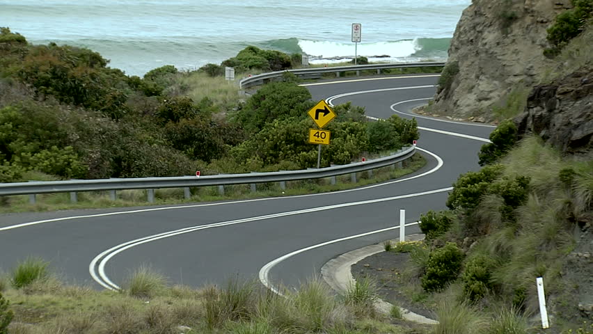 Great Ocean Road Highway With Lanes Near South Ocean In Australia ...