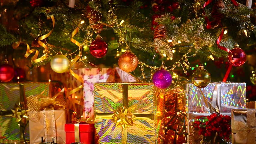 Stock Video Clip Of Decorated Christmas Tree With Gifts Christmas And