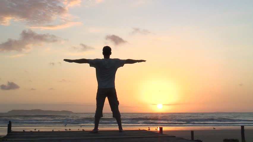 Man Doing Relaxation Exercises On Stock Footage Video (100% Royalty ...