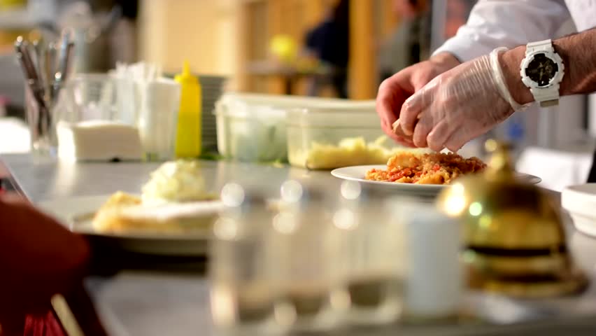 Waiter Takes Away Finished Plates Dishes From The Table Stock Footage ...