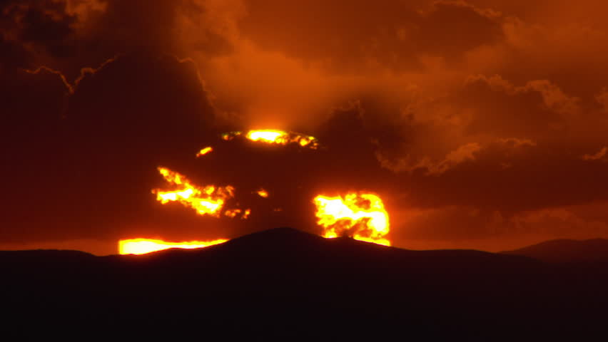 Huge Flaming Sun Rising Behind Stock Footage Video (100% Royalty-free ...