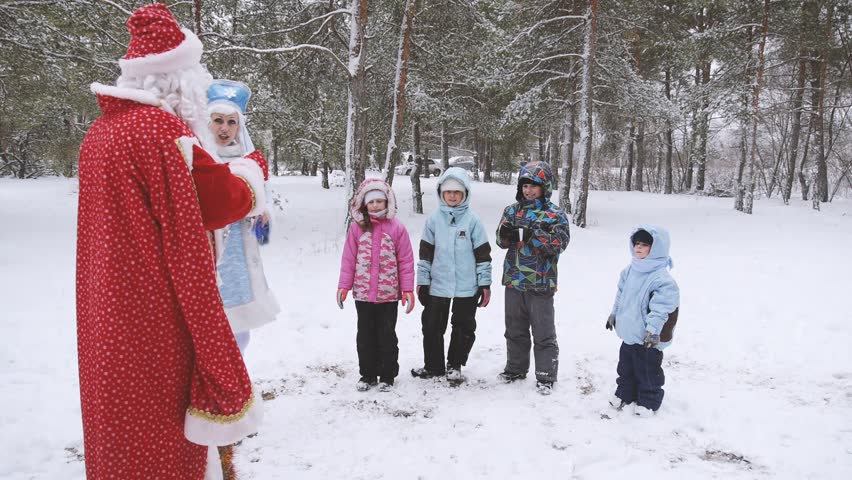 Ukrainian Santa Claus Met Children Stock Footage Video (100% Royalty ...