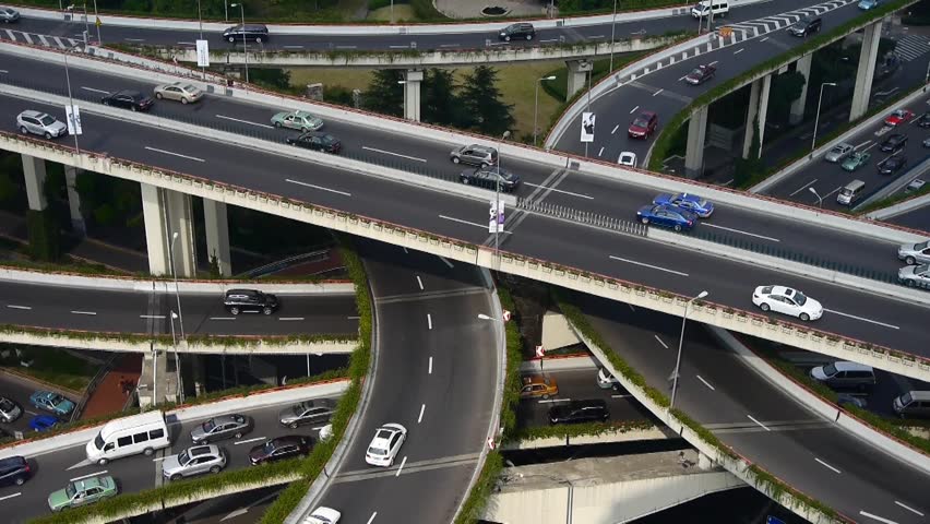 Closeup Of Freeway Busy City Rush Hour Heavy Traffic Jam Highway ...