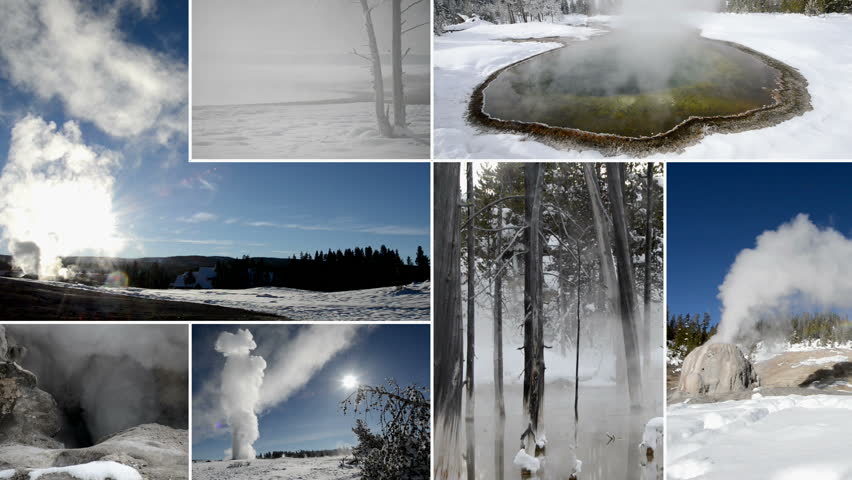 Winter landscape scene in Yellowstone National Park, Wyoming image ...