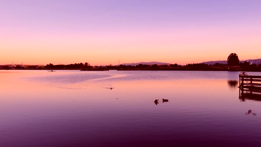 Shoreline Park In Mountain View, California. USA, At Sunset. Mountain ...