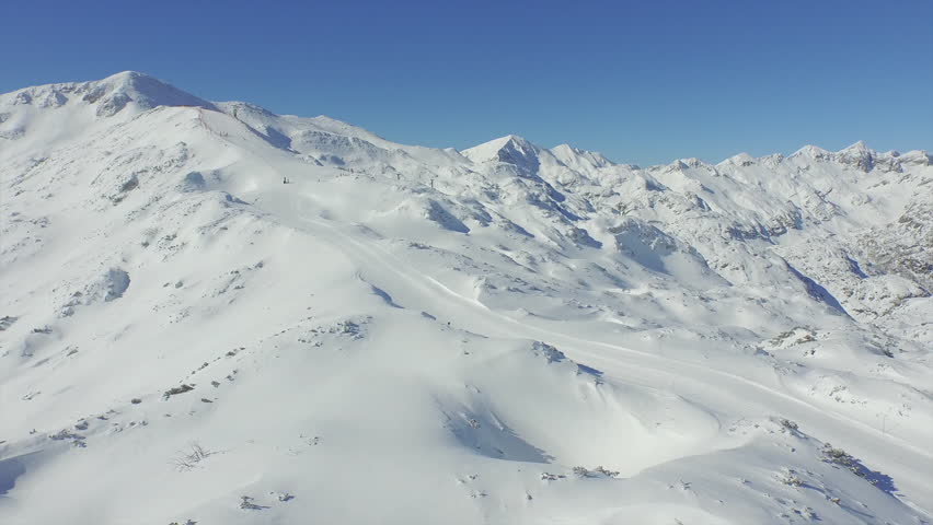 Aerial: Ski Slope in Snowy Stock Footage Video (100% Royalty-free ...