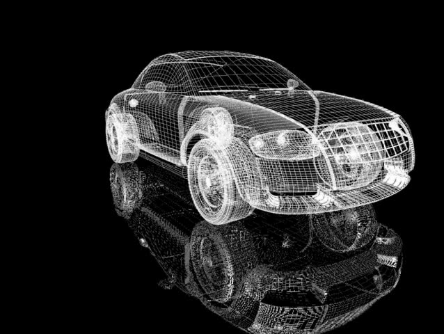 3D Red Concept Sports Car Rotating On White Background In Car-show ...