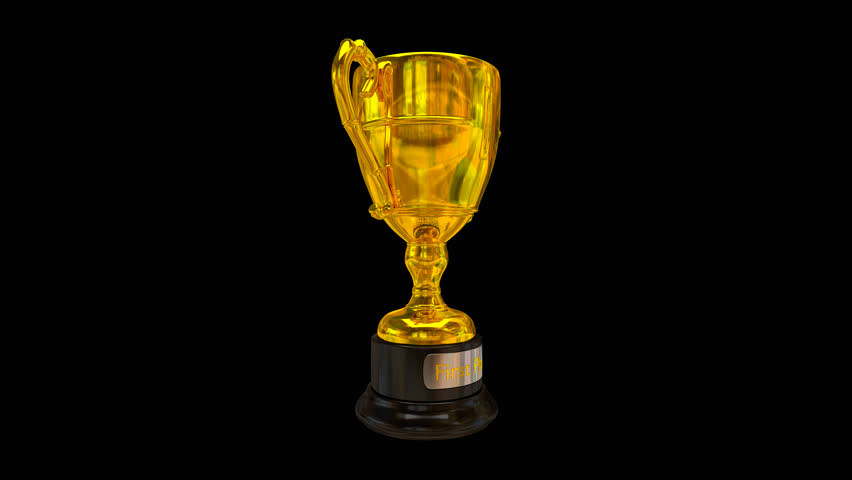 Animated Gold Trophy With Matte Surface Finish Spinning Against ...