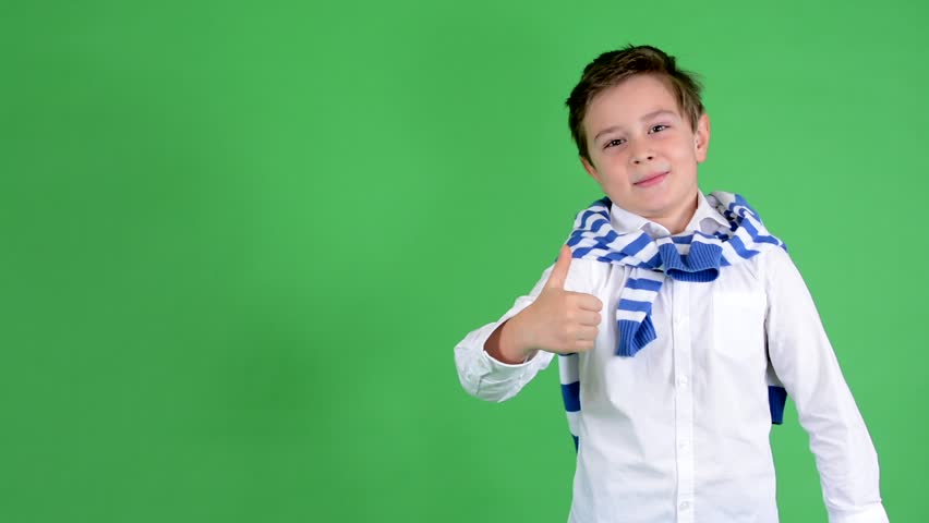 Young Handsome Child Boy Walks - Green Screen - Studio Stock Footage ...