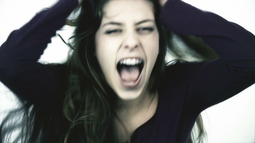 Woman Crying And Screaming After Domestic Violence Concept Stock ...